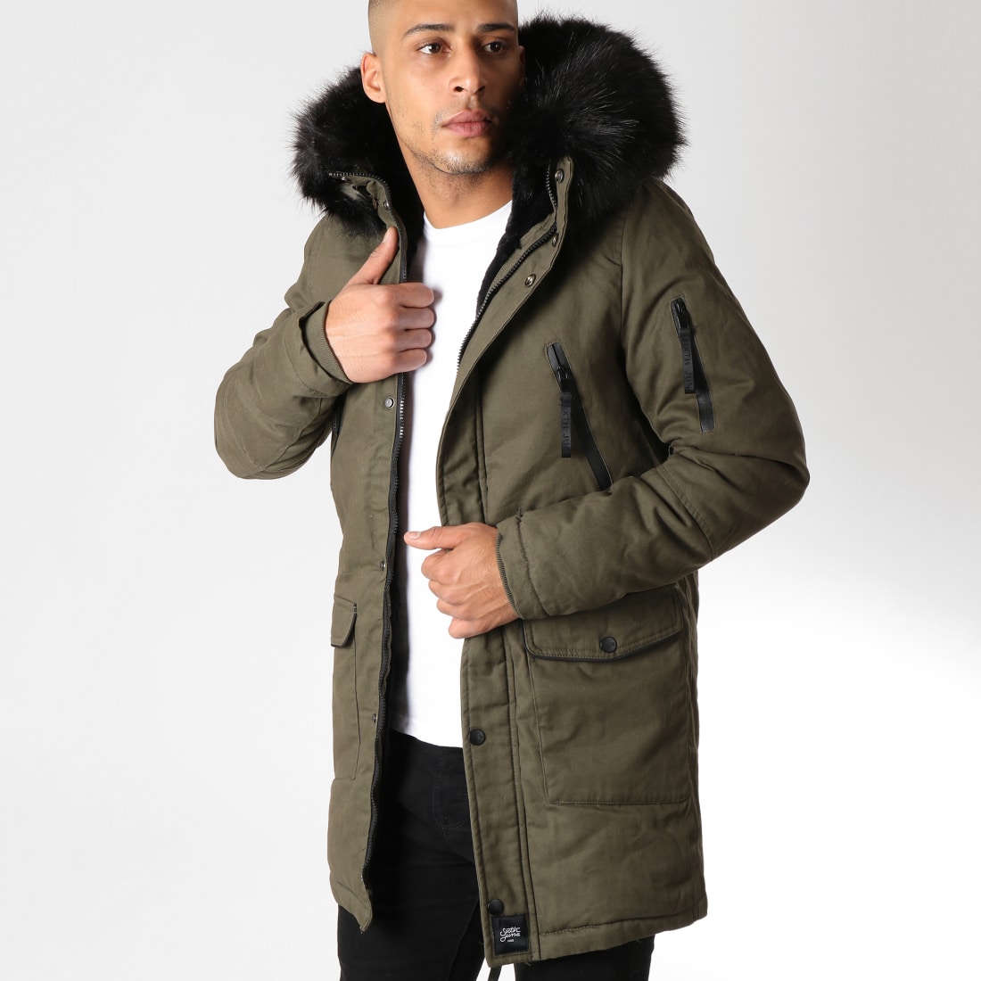 Sixth June - Parka Fourrure M2601SOW Vert Kaki Noir ...
