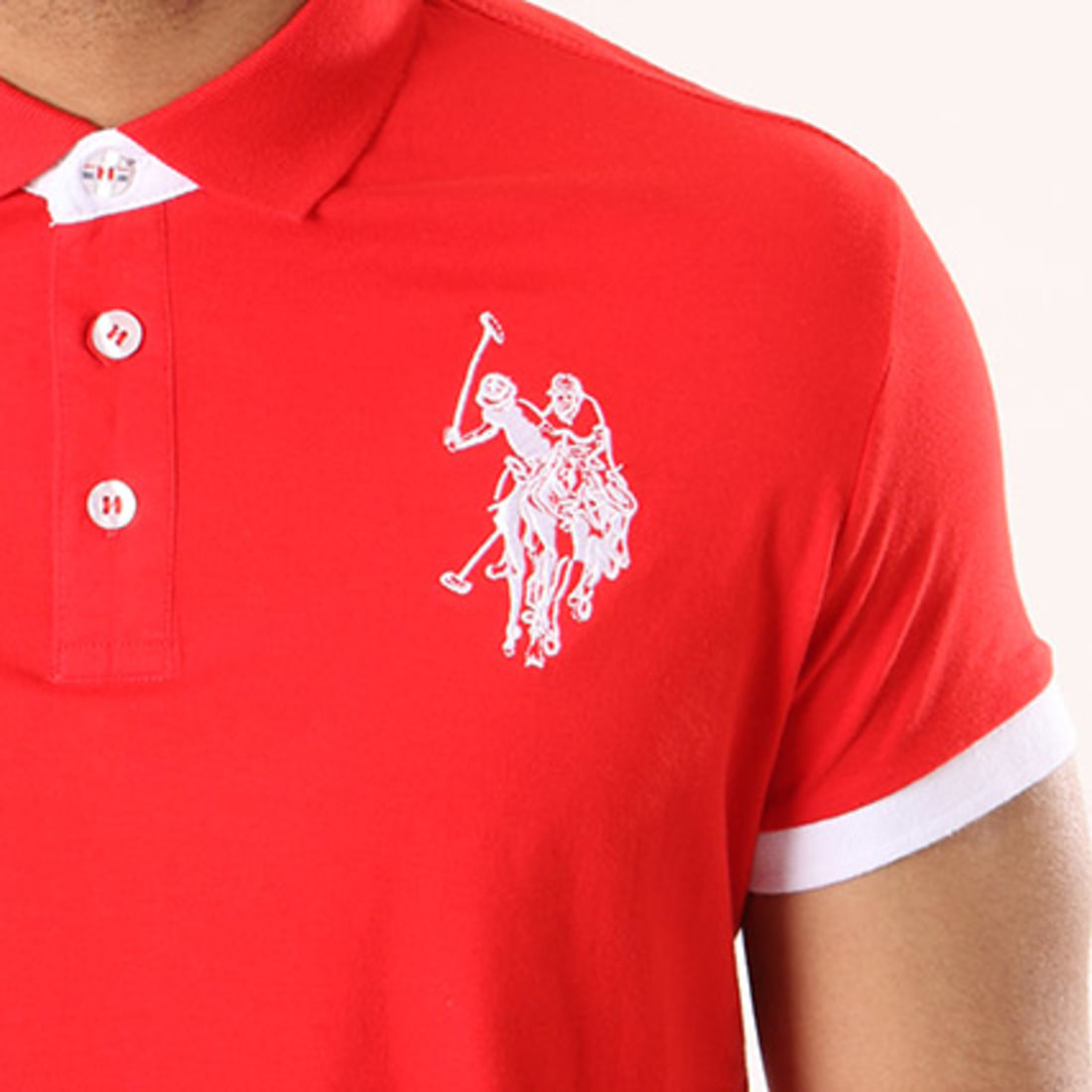 Us Polo Assn Polo Manches Courtes Usa 1890 Rouge
