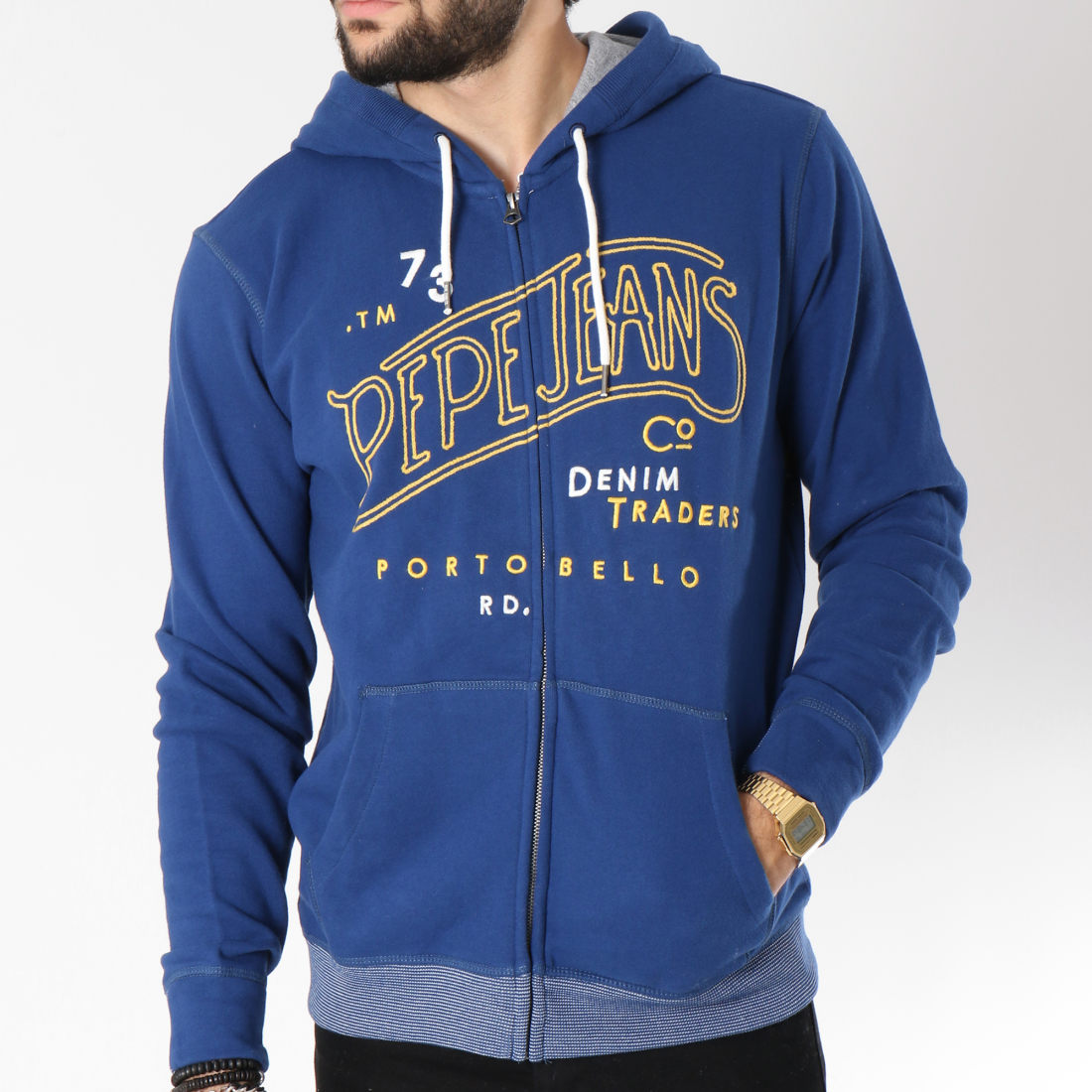 Pepe Jeans - Sweat Zippé Capuche Jerry Bleu Marine ...