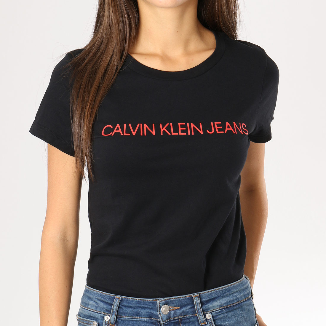Calvin Klein Tee Shirt Femme Institutional Logo Slim Noir