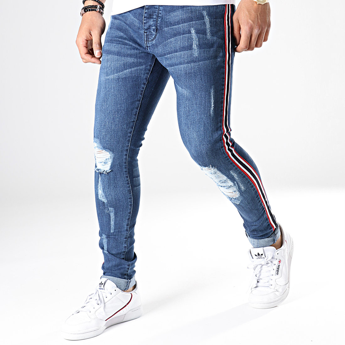 Brave Soul - Jean Skinny A Bandes Tricolores Chase Denim ...