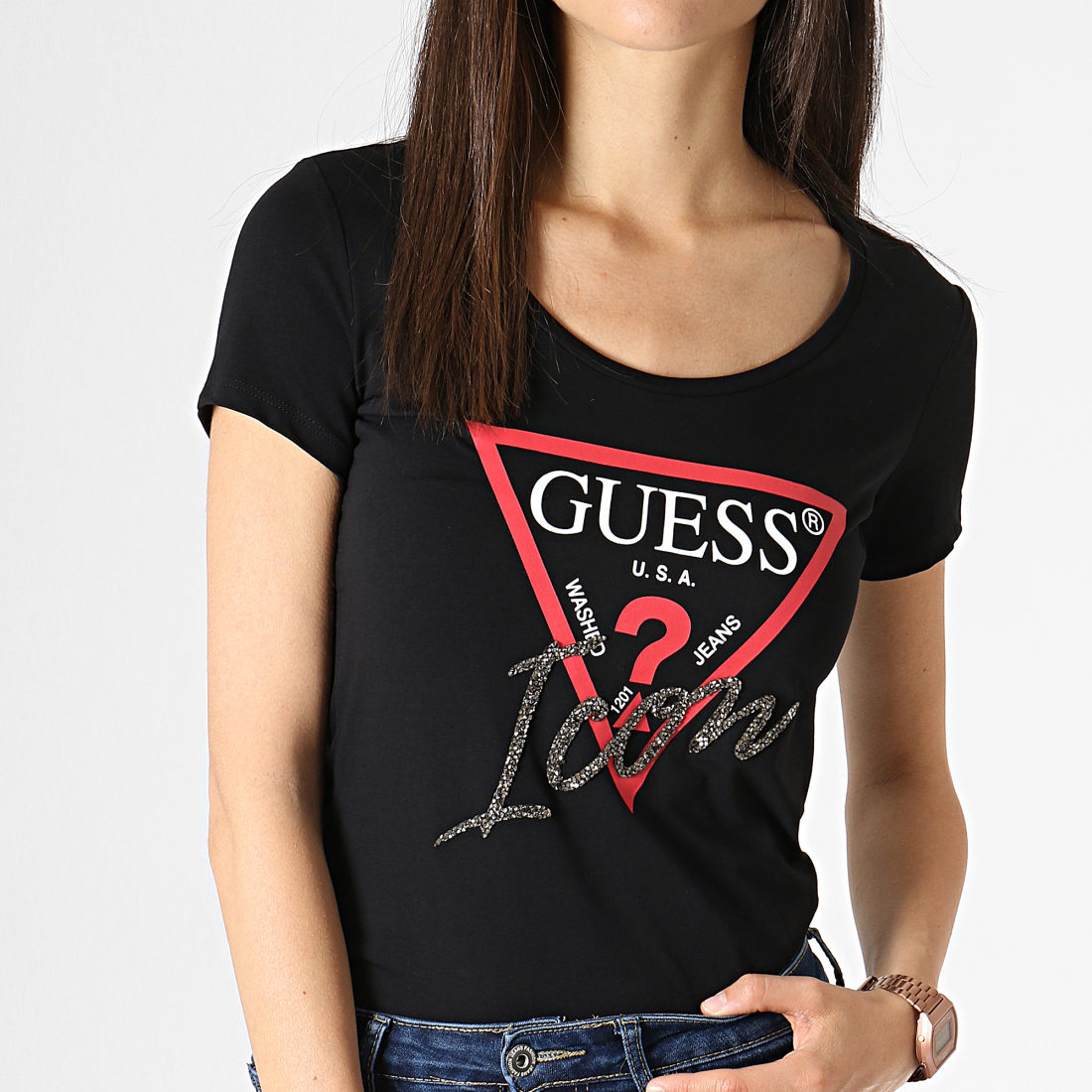 Guess Tee Shirt Femme W93i89j1300 Noir