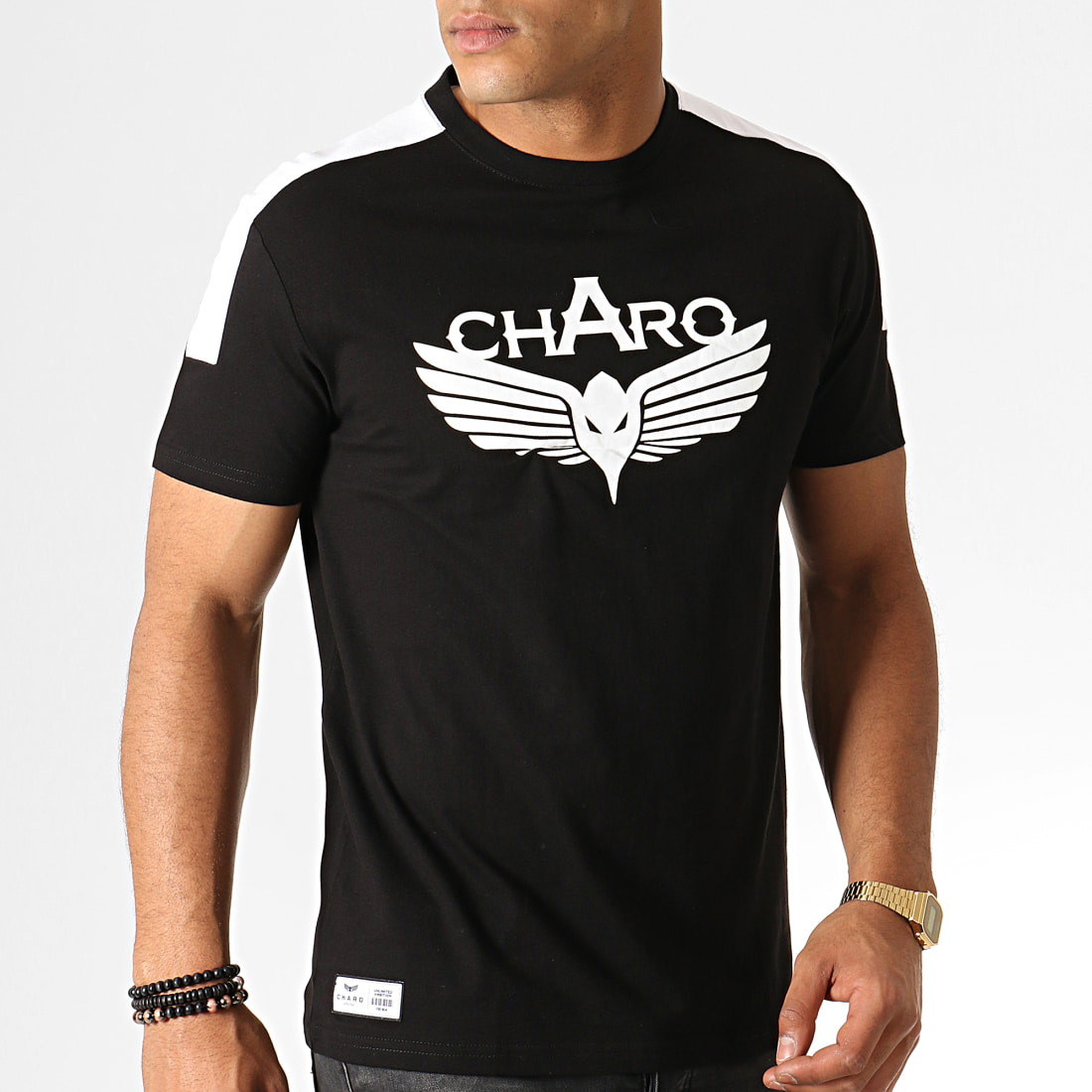 Charo - Tee Shirt Unlimited WY4763 Noir Blanc - LaBoutiqueOfficielle.com