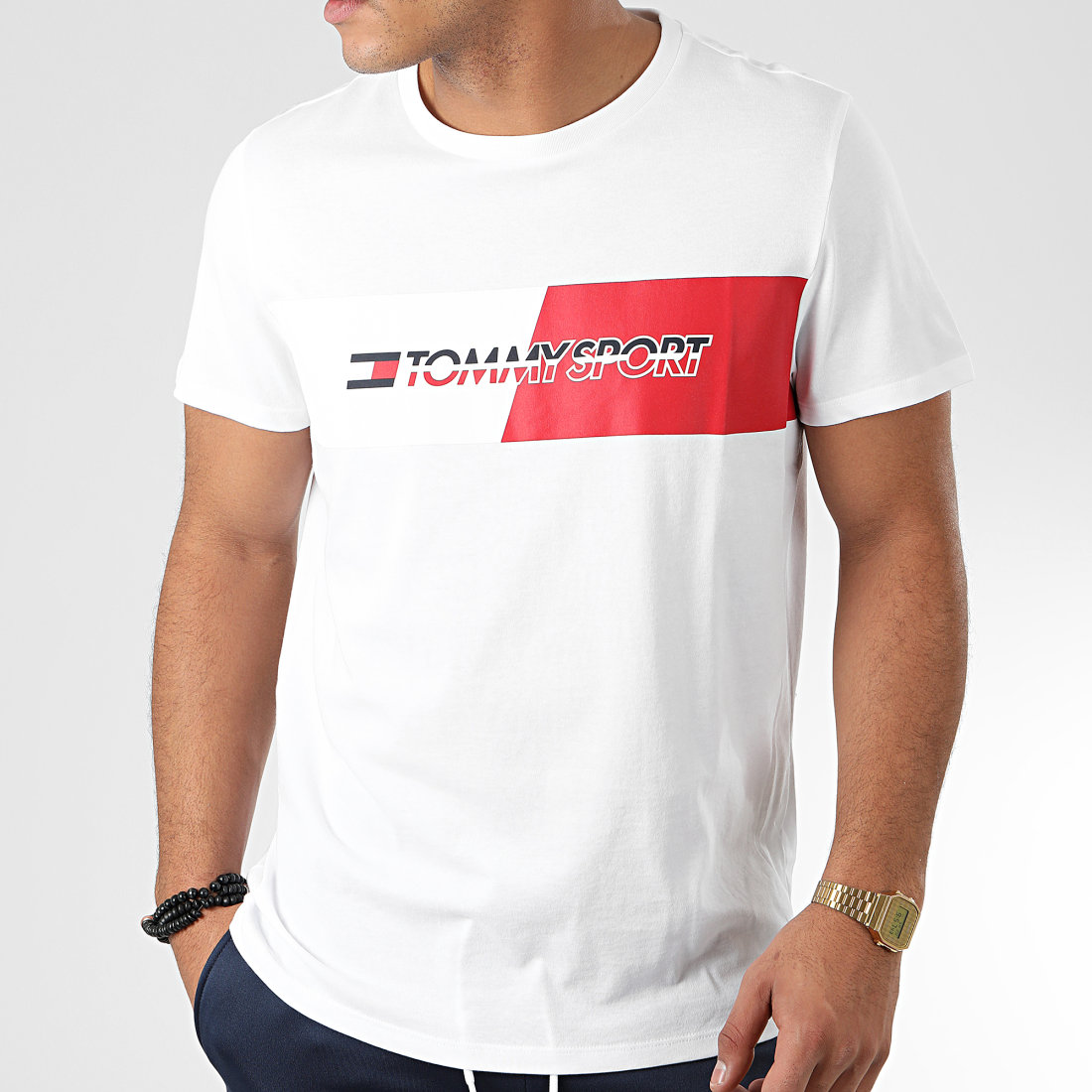 Tommy Sport - Tee Shirt Flag Graphic 0197 Blanc - LaBoutiqueOfficielle.com