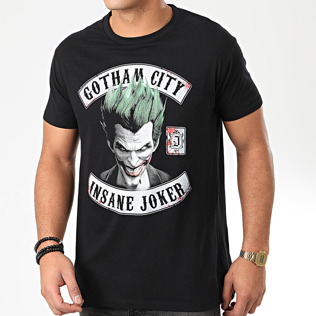 DC Comics - Tee Shirt Batman Insane Joker Noir - LaBoutiqueOfficielle.com