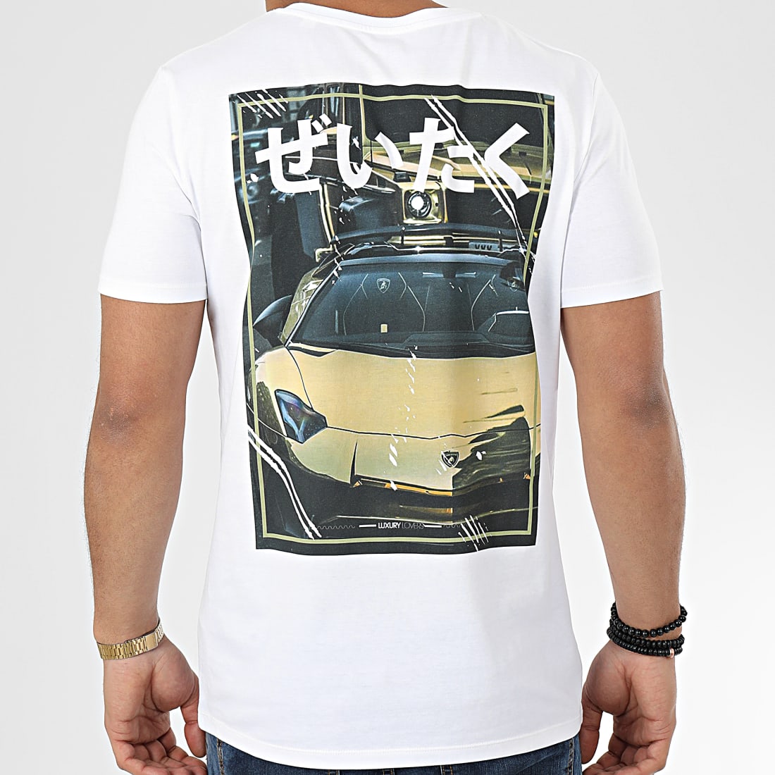 Luxury Lovers Tee Shirt Luxury Life Blanc Jaune