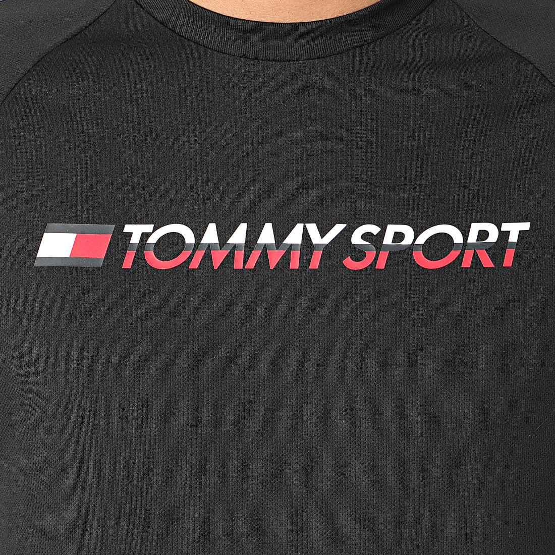 Tommy Sport - Tee Shirt De Sport A Bandes Tape 0321 Noir ...