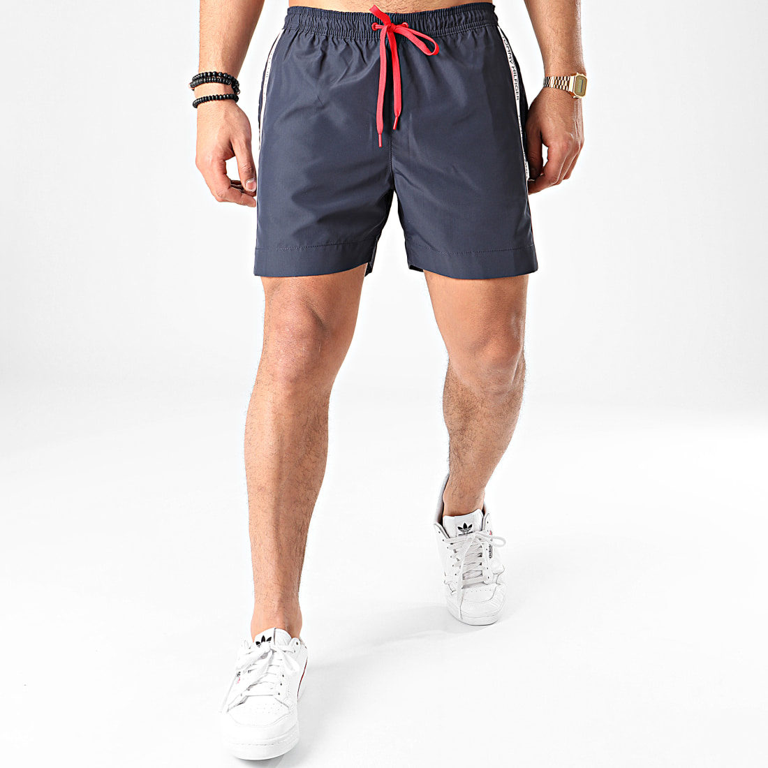 Tommy Hilfiger Short De Bain A Bandes Medium Drawstring 1720 Bleu