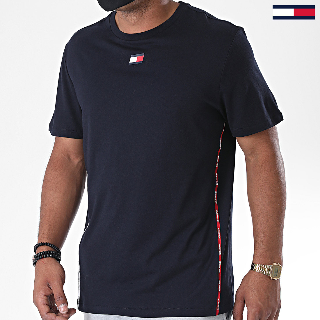 Tommy Sport - Tee Shirt A Bandes 0458 Bleu Marine ...