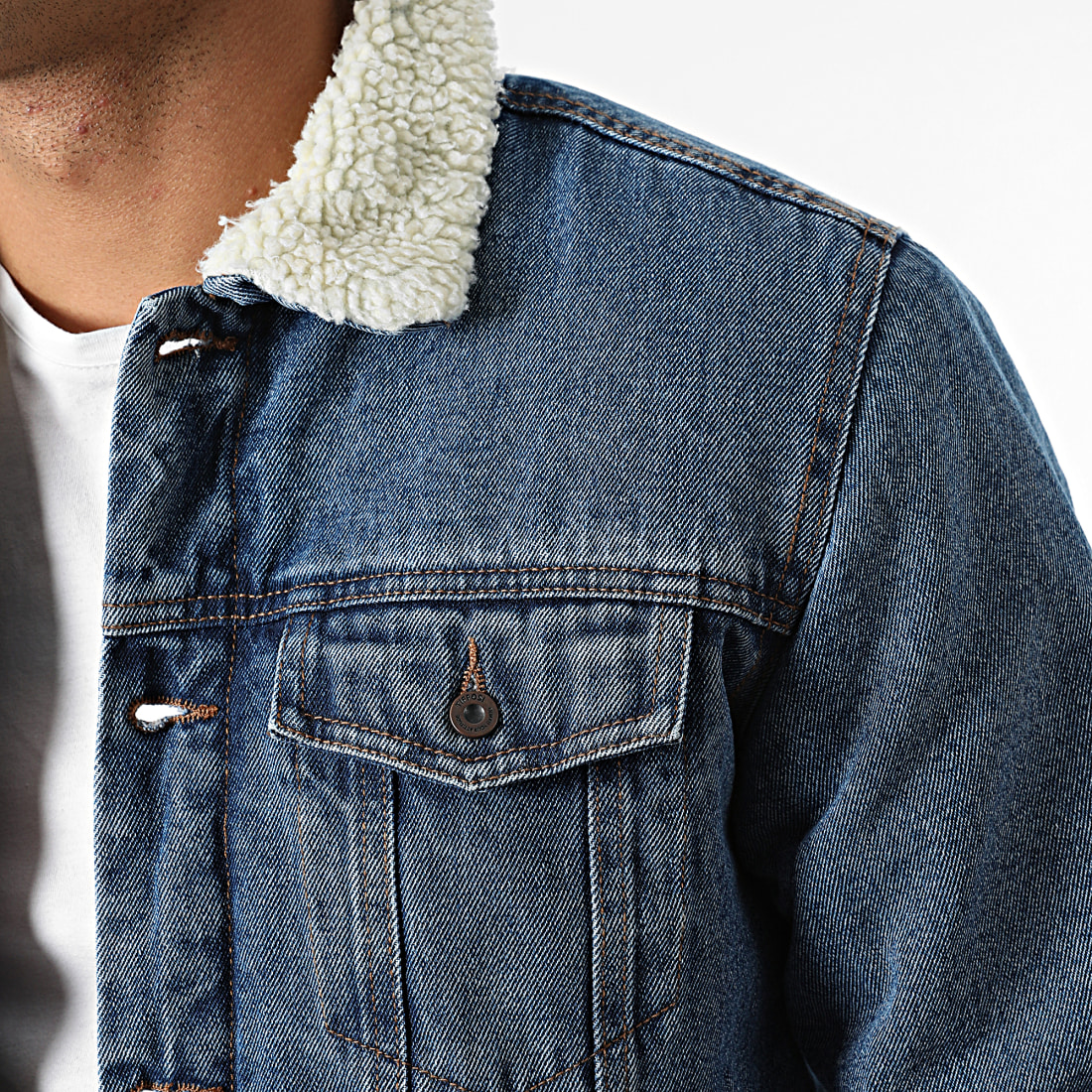 Tiffosi Veste Jean Col Mouton Jarvis Bleu Denim