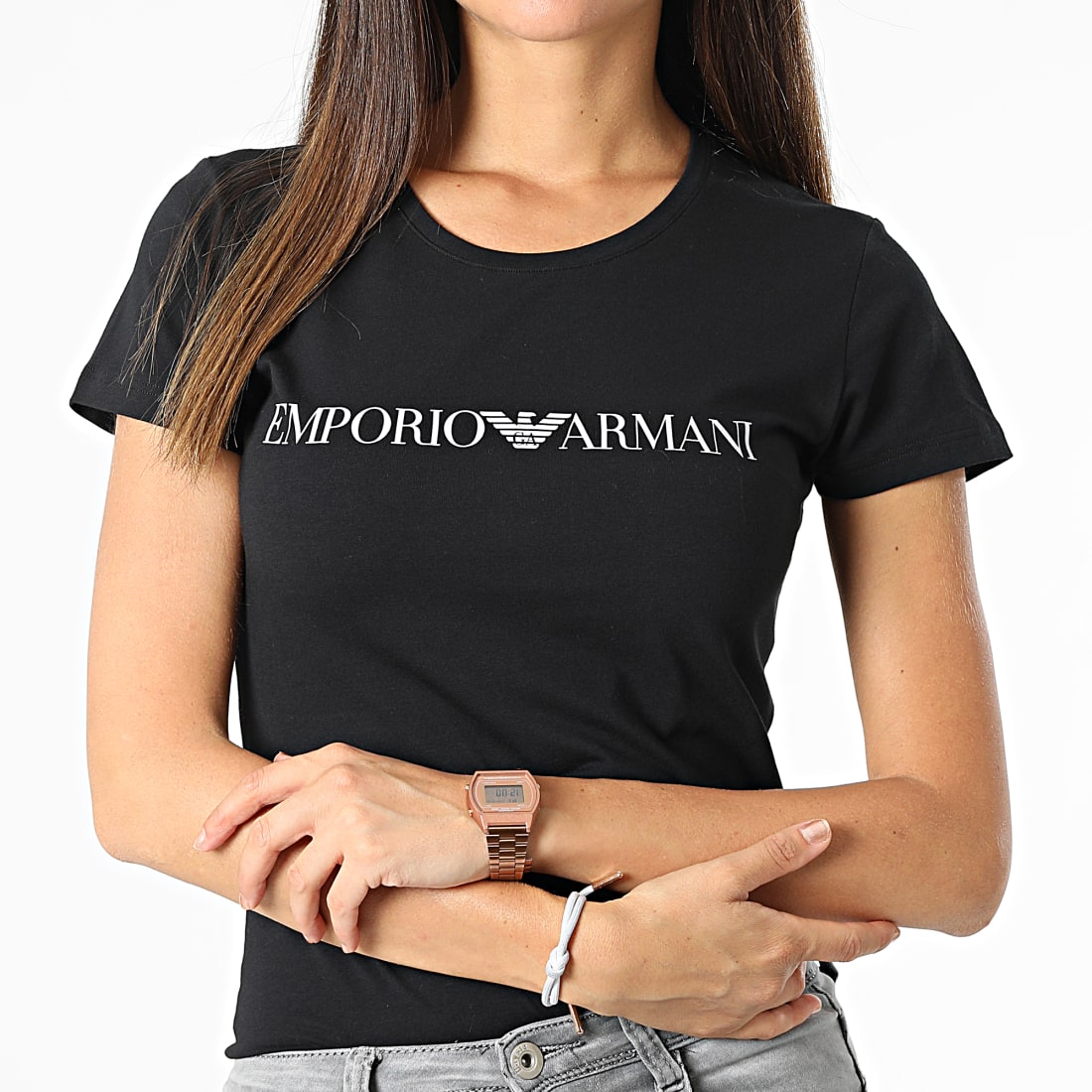 Emporio Armani - Tee Shirt Femme 163139-2F227 Noir - LaBoutiqueOfficielle.com