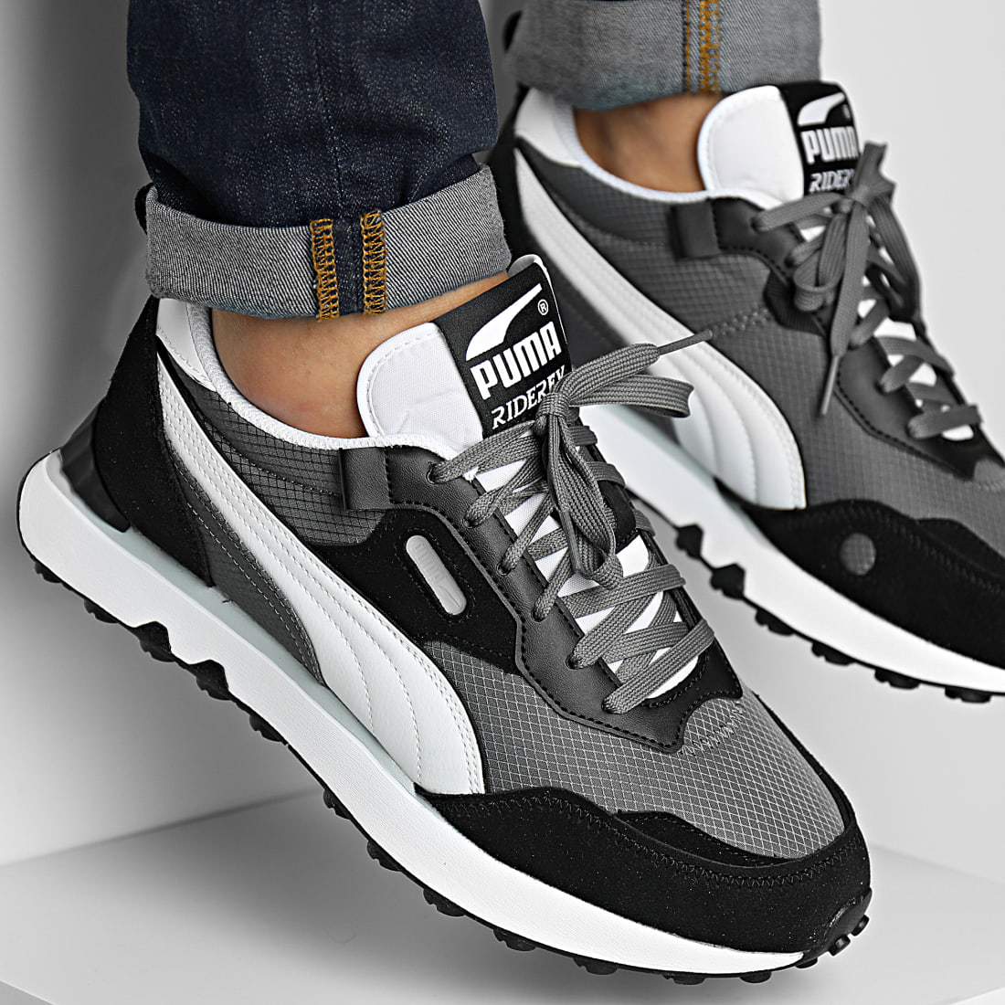 Puma - Baskets Rider FV Futur Vintage 387672 Castlerock Puma Black ... Puma - Baskets Rider FV Futur Vintage 387672 Castlerock Puma Black ...