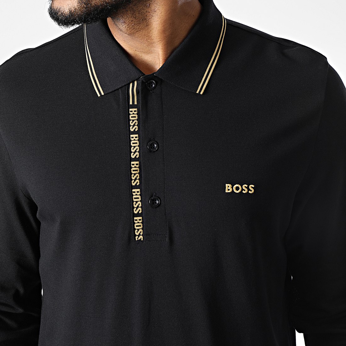 BOSS - Polo Manches Longues 50475649 Noir - LaBoutiqueOfficielle.com