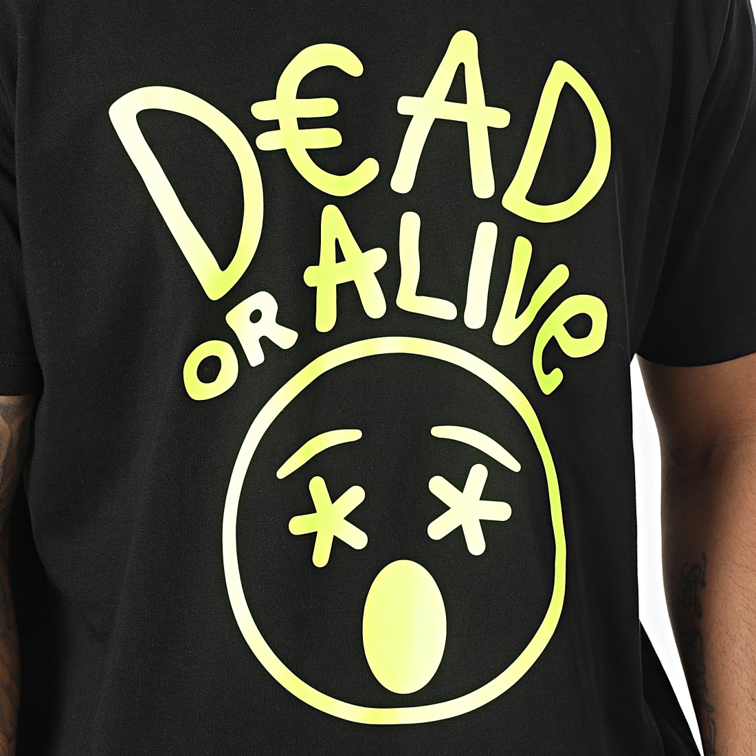 Emoji - Tee Shirt Oversize Large Dead Or Alive Noir Jaune Fluo ...