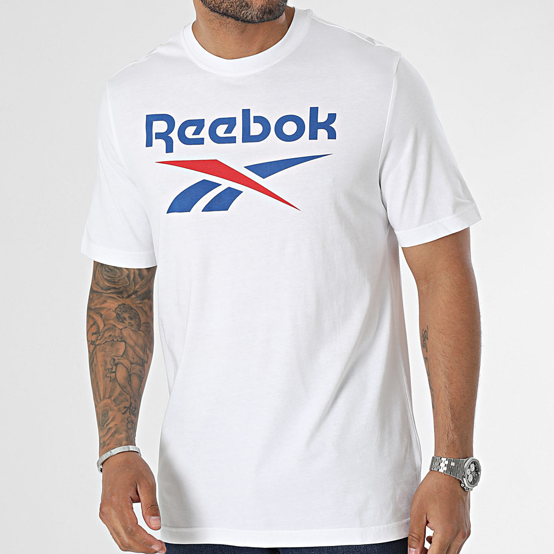 Reebok - Tee Shirt Reebok Identity Big Logo Stacked 100071175 Blanc ...