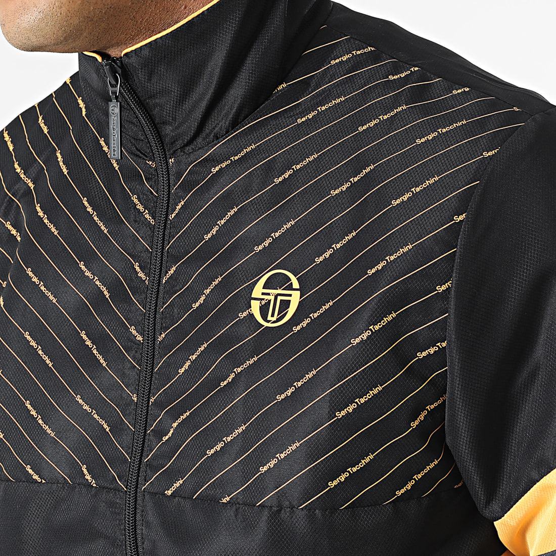 Sergio Tacchini - Ensemble De Survetement Asymetrical 40407 Noir Orange ...