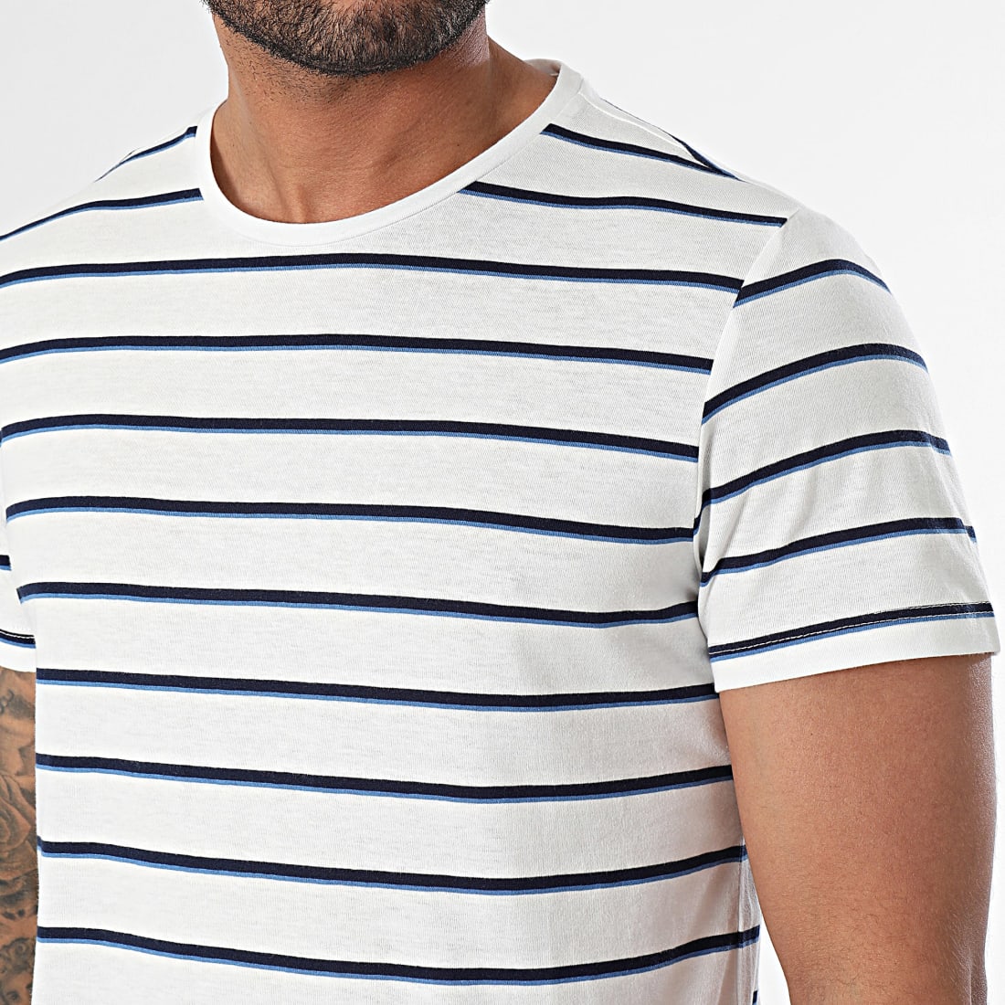 Blend - Tee Shirt A Rayures 20716482 Blanc - LaBoutiqueOfficielle.com