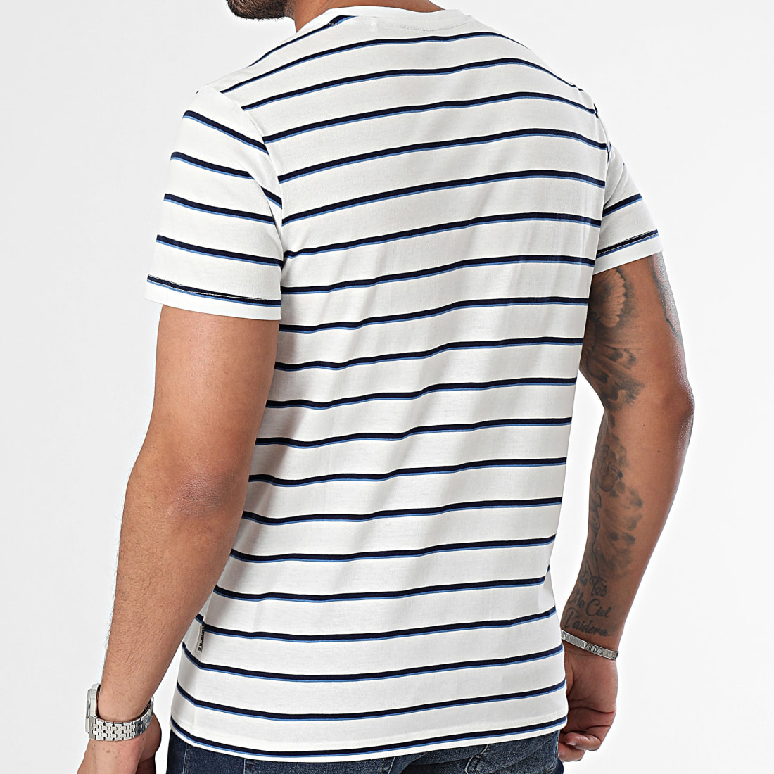 Blend - Tee Shirt A Rayures 20716482 Blanc - LaBoutiqueOfficielle.com
