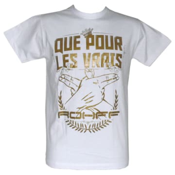 Rohff - Tee shirt Rohff Blanc Que Pour Les Vrais typo Or ...