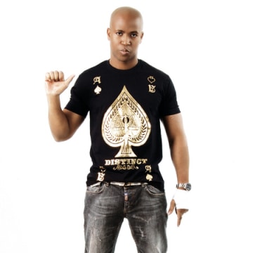 Distinct - Tee Shirt Distinct Noir As De Pique Typo Or ...