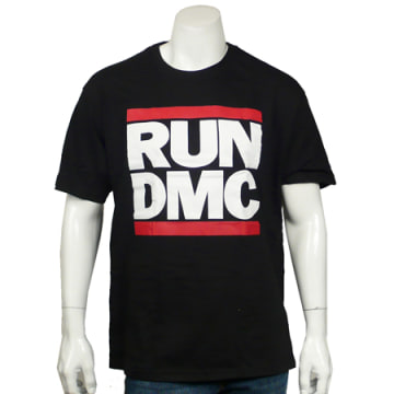 Run DMC - Tee Shirt Run DMC Logo Noir Typo Blanc Rouge ...