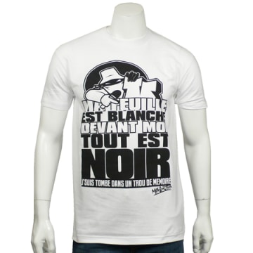 Scred Connexion - Tee Shirt Mokless Feuille Blanche Blanc Typo Noir - LaBoutiqueOfficielle.com
