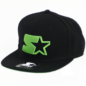 Starter - Casquette Snapback Starter Logo Noir Typo Vert Fluo ...
