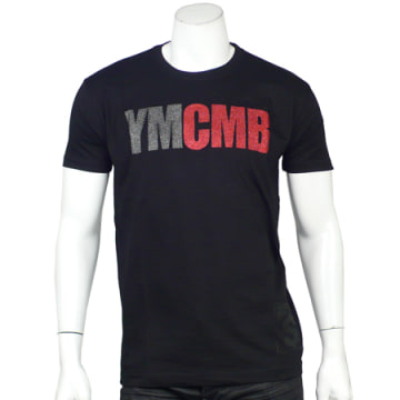 YMCMB - Tee Shirt YMCMB Noir Typo Brillant Anthracite Rouge ...