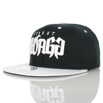 Swagg - Casquette Snapback Swagg Noire Logo Classic Blanc Visiere Blanc ...