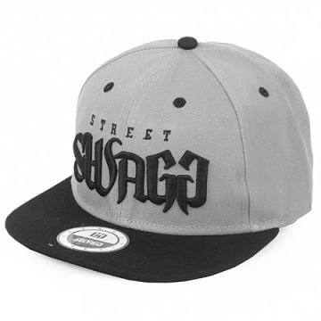 Swagg - Casquette Snapback Swagg Gris Logo Classic Noir Visiere Noir ...