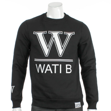 Wati B - Sweat crewneck Wati B W Noir typo Blanc - LaBoutiqueOfficielle.com