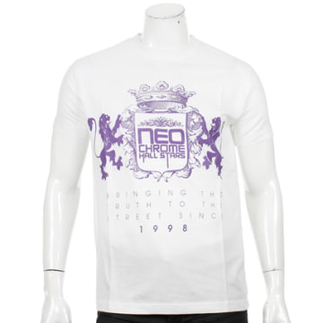 Neochrome - Tee Shirt Neochrome Crest Blanc Logo Violet ...
