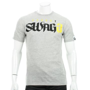 Swagg - Tee Shirt Swagg Classic Bicolore Gris Chiné Typo Noir Jaune ...
