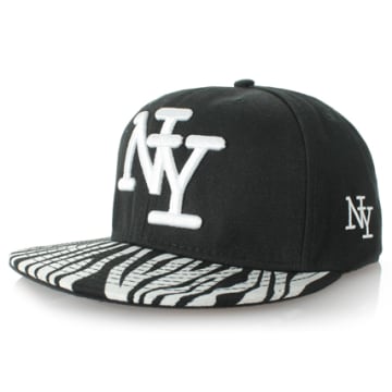 Bling Bling - Casquette Snapback Bling NY Noir Visière Zebra Blanc ...