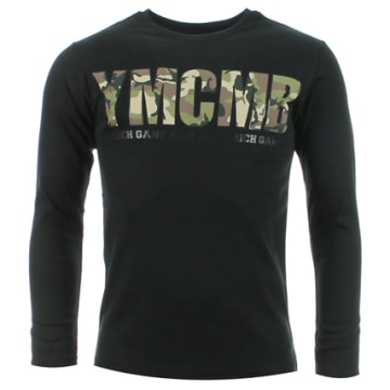 YMCMB - Tee Shirt Manches Longues YMCMB Camouflage 690 Noir ...