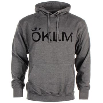 OKLM - Sweat Capuche Classic Logo Gris Anthracite Typo Noir ...