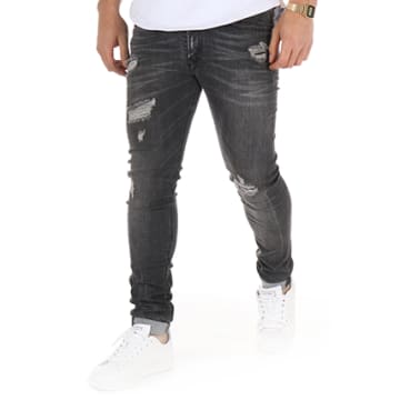 Kaporal - Jean Skinny Vintage Destroy Gris Anthracite ...