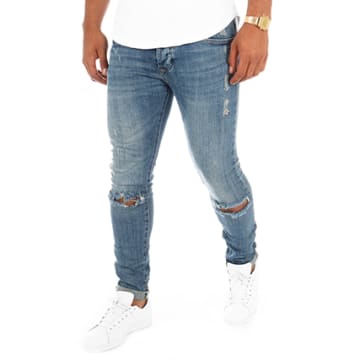 Gov Denim - Jean Slim Déchiré 3618 Bleu Denim - LaBoutiqueOfficielle.com