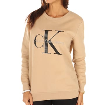 Calvin Klein - Sweat Crewneck Femme HWK True Icon Camel ...