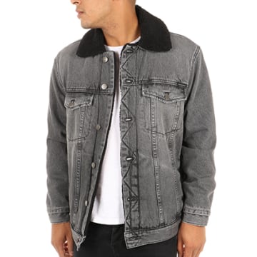 Calvin Klein - Veste En Jean Col Mouton Trucker Gris ...