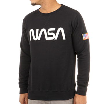 NASA - Sweat Crewneck Patch Brodé Worm Logo Noir - Ryses