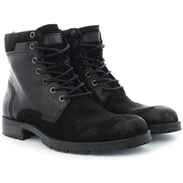 Jack And Jones - Boots Dennis Leather Noir - LaBoutiqueOfficielle.com