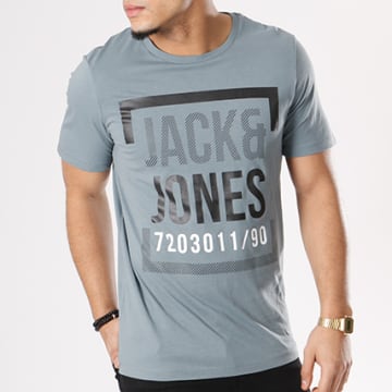 Jack And Jones - Tee Shirt Coline Gris Bleu - LaBoutiqueOfficielle.com