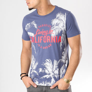 The Fresh Brand - Tee Shirt SHTF031 Bleu Marine Floral ...