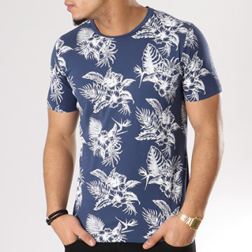 The Fresh Brand - Tee Shirt SHTF081 Bleu Marine Floral ...