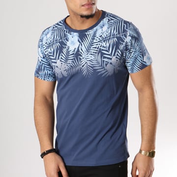 The Fresh Brand - Tee Shirt SHTF251 Bleu Marine Floral ...