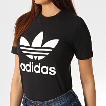 Adidas Originals - Tee Shirt Femme Trefoil CV9888 Noir Blanc ...
