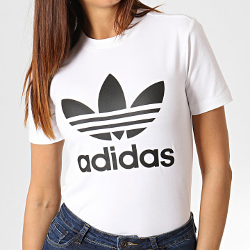 Adidas Originals - Tee Shirt Femme Trefoil CV9889 Blanc Noir ...