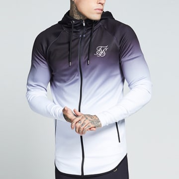 SikSilk - Veste Zippée Capuche Oversize Athlete Noir Dégradé Blanc ...