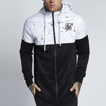 SikSilk - Veste Zippée Capuche Oversize Interlock Noir Blanc ...